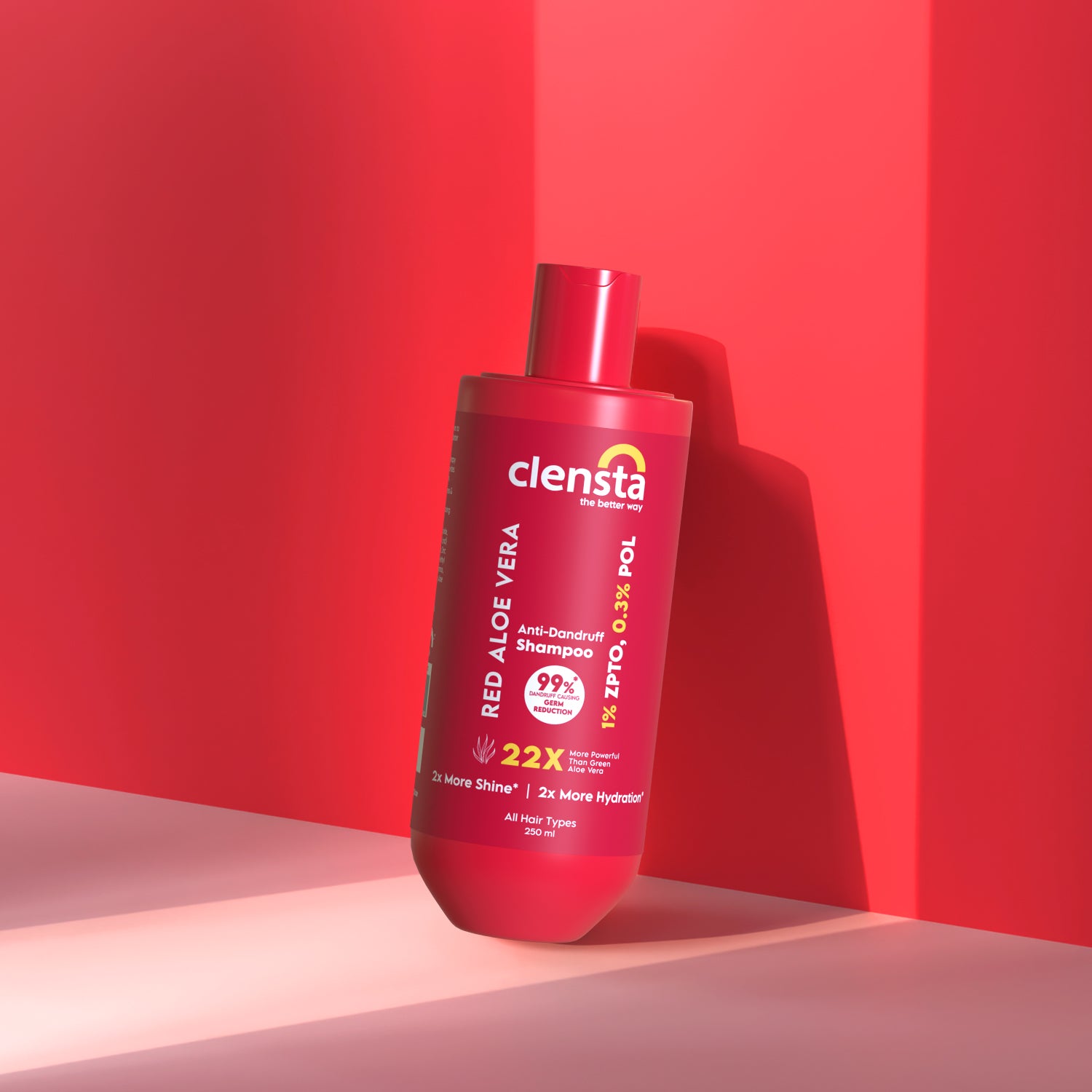 Clensta Red Aloe Vera Anti-Dandruff Shampoo With Zpto & Red Aloe Vera